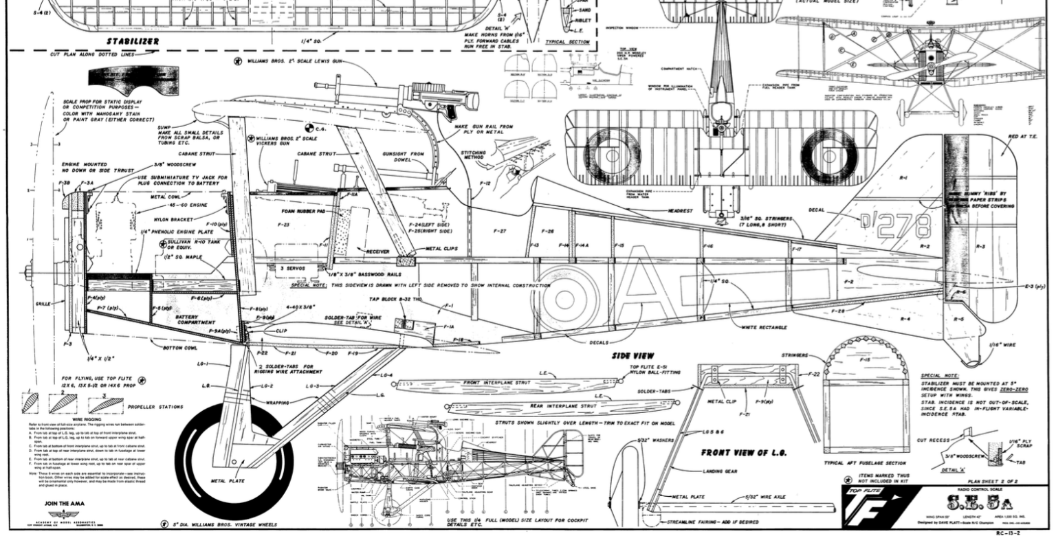 Top Flite – SE5a (53”) Plan Set – Precision Cut Kits