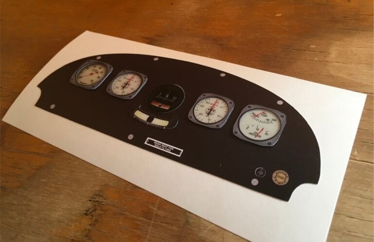 Piper Cub Instrument Panel Decal Set – 5.28” wide – Precision Cut Kits