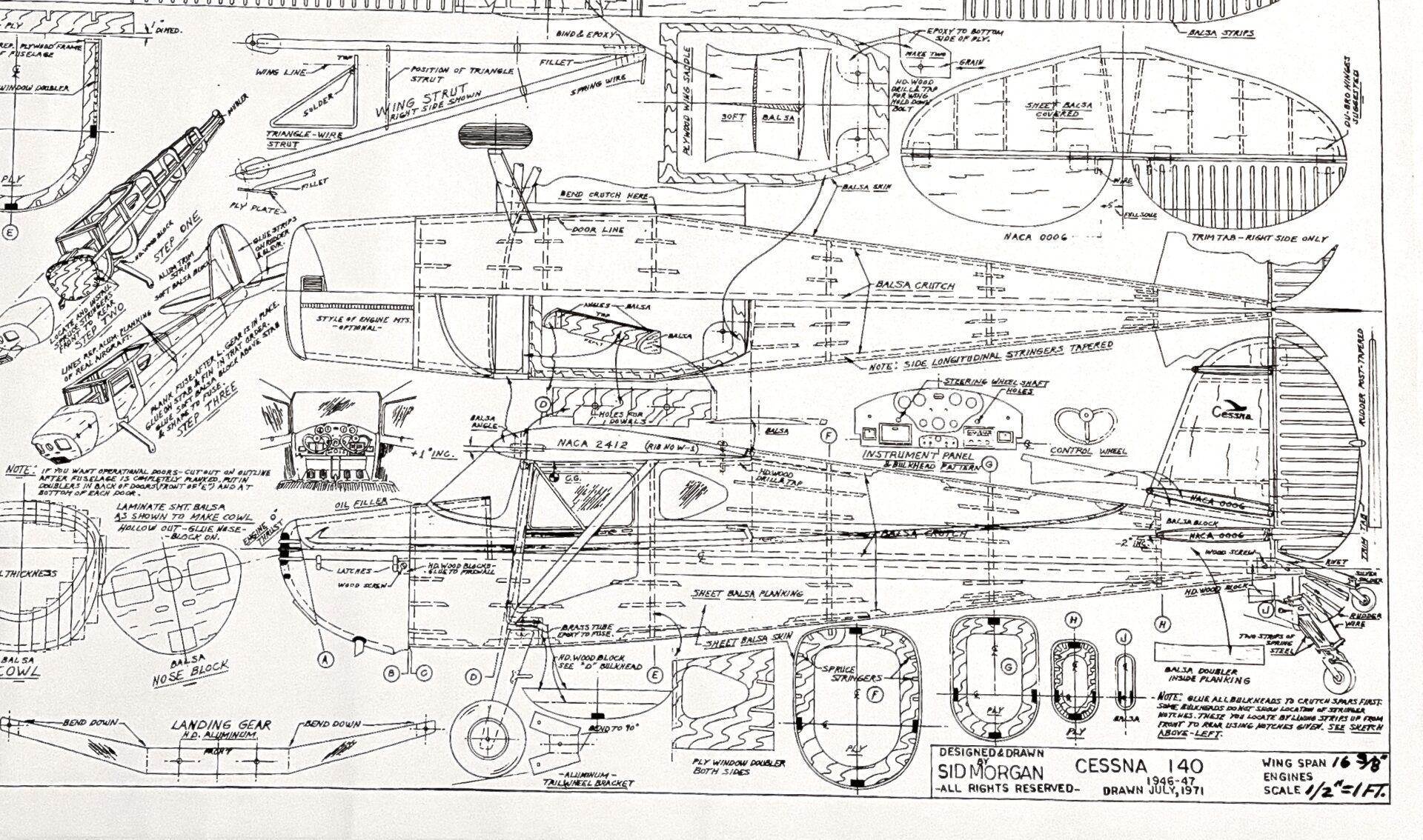 Cessna 140 (16.38”) Plan Set - Precision Cut Kits