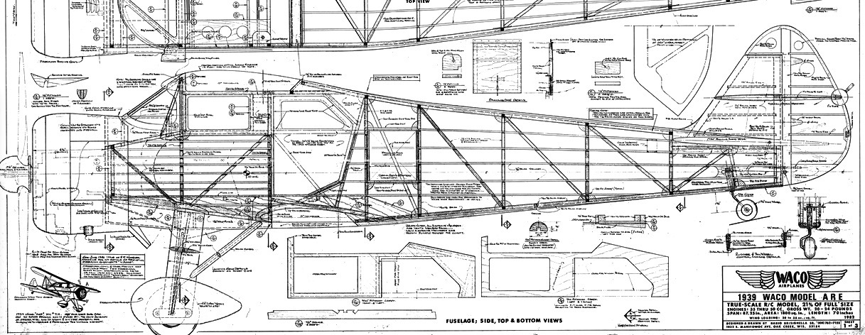 Brisighella - 1939 Waco Model ARE (88”) Plan Set - Precision Cut Kits