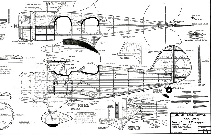 Waco UMF-3 (60”) Plan Set - 115RC - Precision Cut Kits