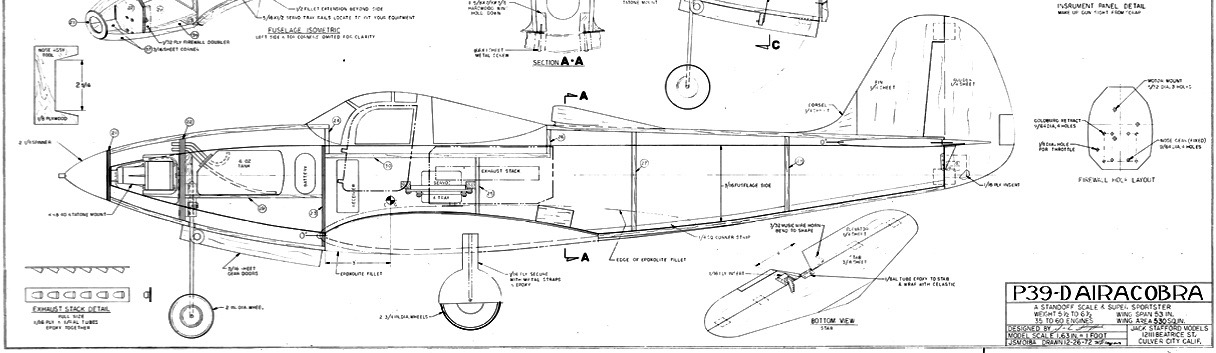 P-39D Airacobra (53") Plan Set - Precision Cut Kits
