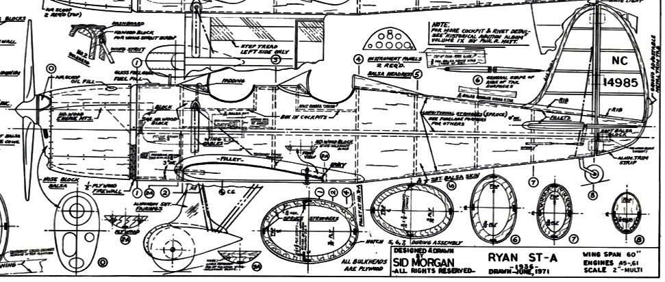 Ryan ST-A (1936) (60”) Plan Set - Precision Cut Kits