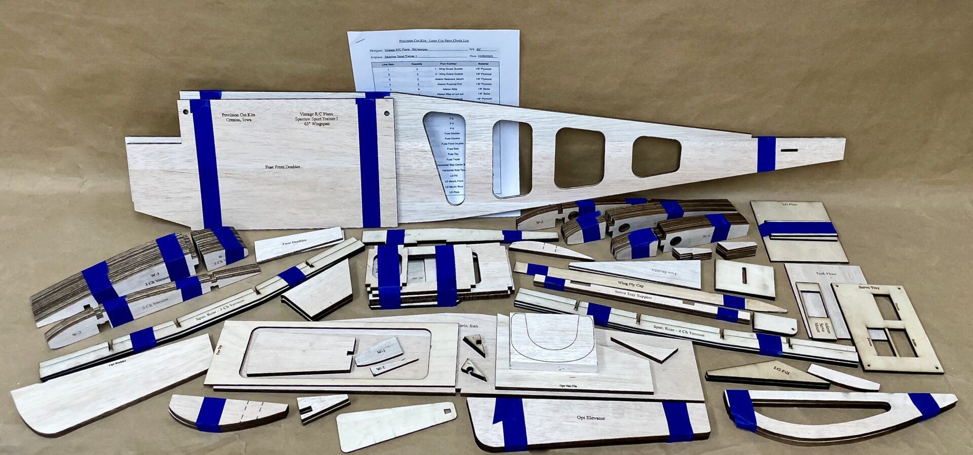 Sparrow Sport Trainer 1 - Precision Cut Kits