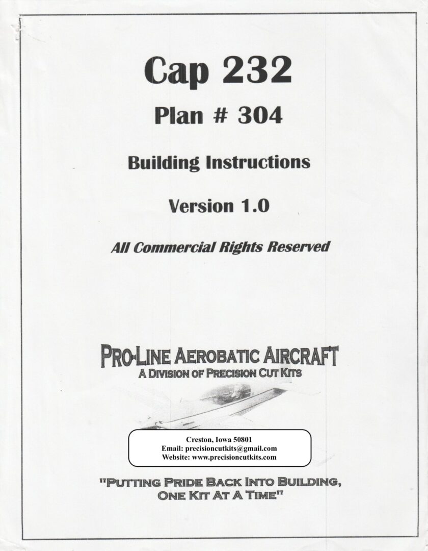 (#304) Cap 232 (97") Building Manual - Precision Cut Kits
